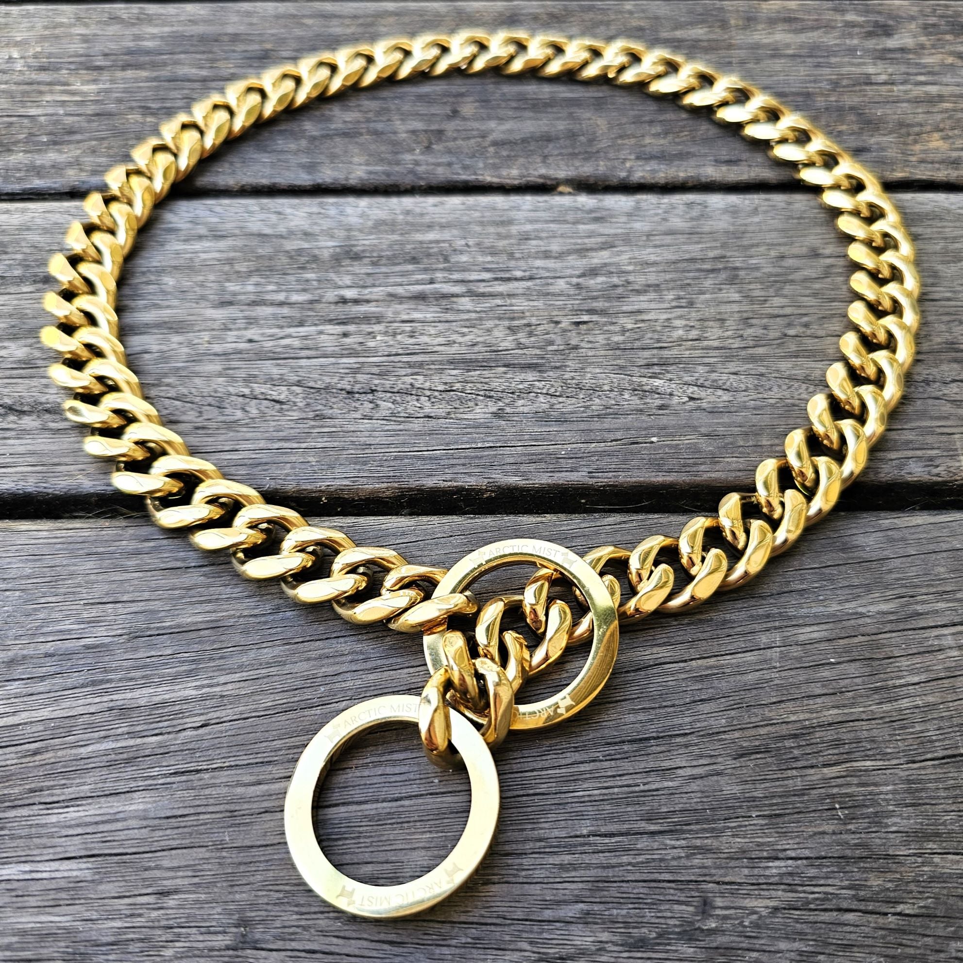 Luxury Gold Dog Chain Slip Collar 15mm Wide – Arctic Mist